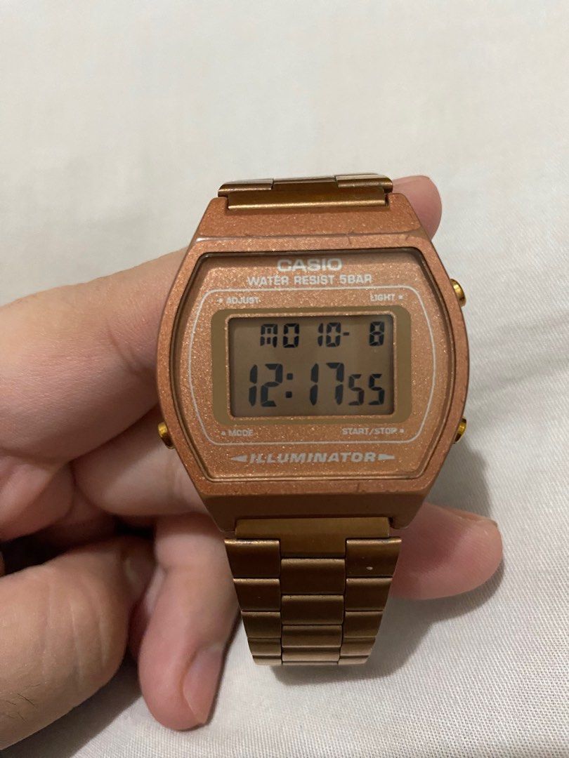 Casio B640WC-5ADF Rose Gold Digital Stainless Steel Strap Watch For ...