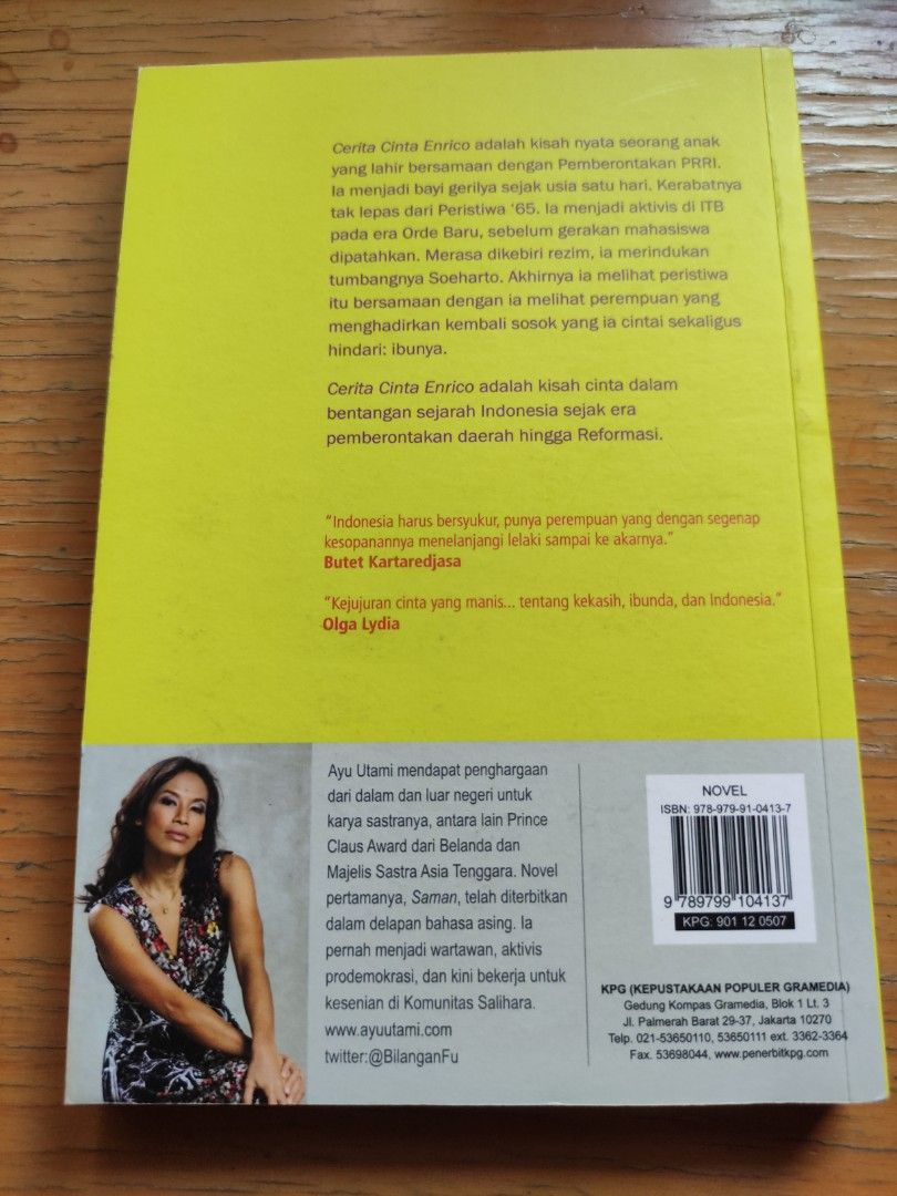 Cerita Cinta Enrico - Ayu Utami, Buku & Alat Tulis, Buku di Carousell