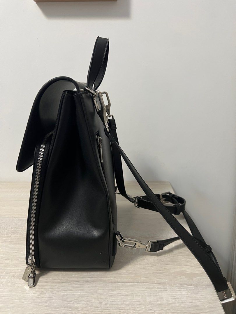 Charles and Keith front flap structured backpack, Women's Fashion, Bags ...