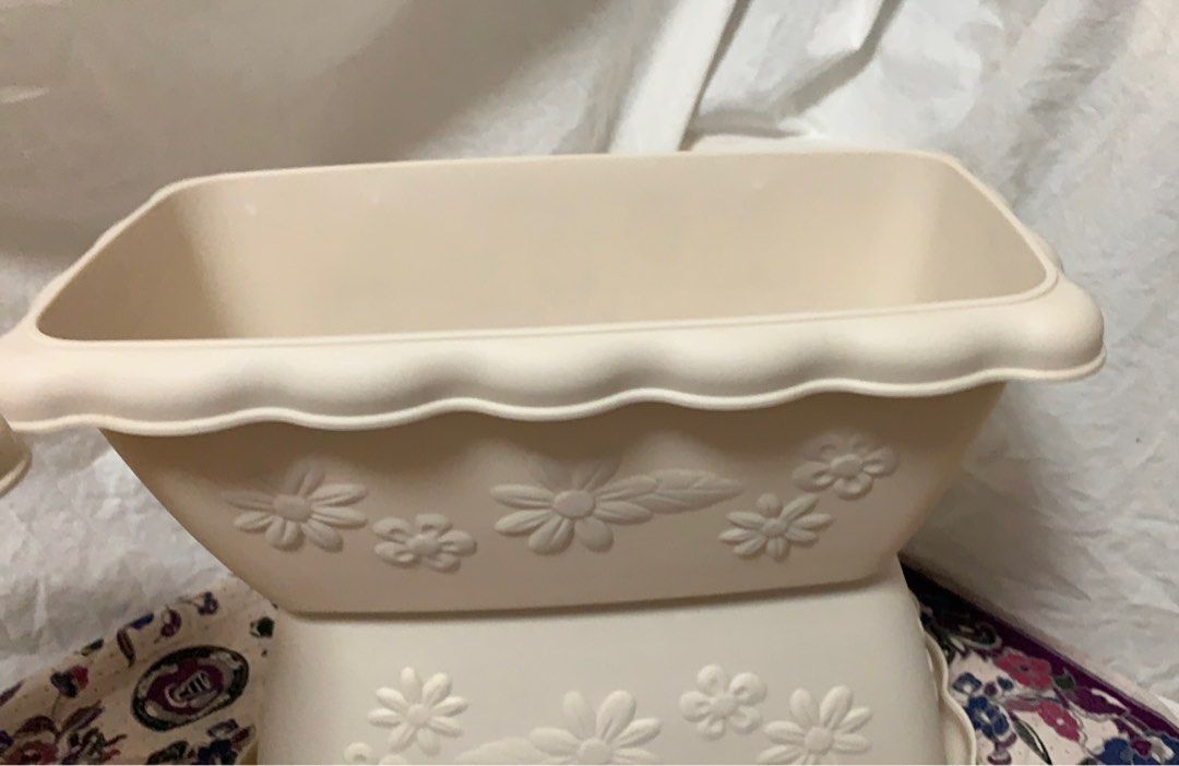 BN Cream white Rectangular Flower pot, planter pot, Furniture & Home ...