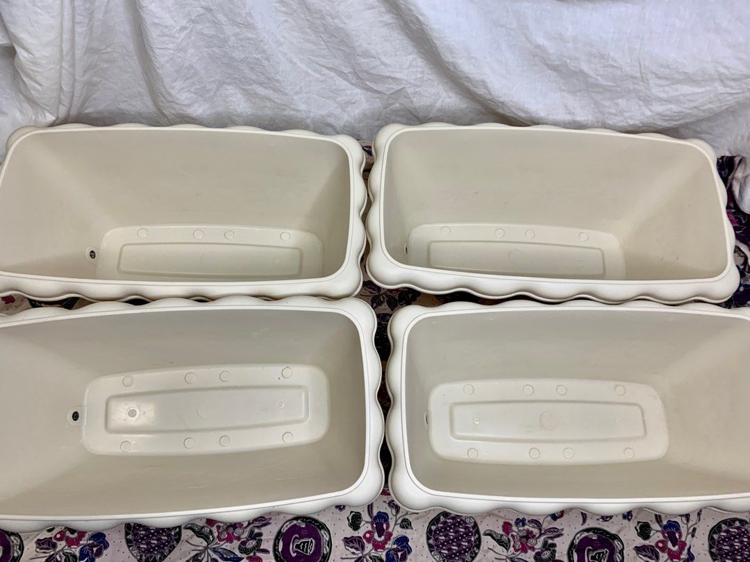 BN Cream white Rectangular Flower pot, planter pot, Furniture & Home ...