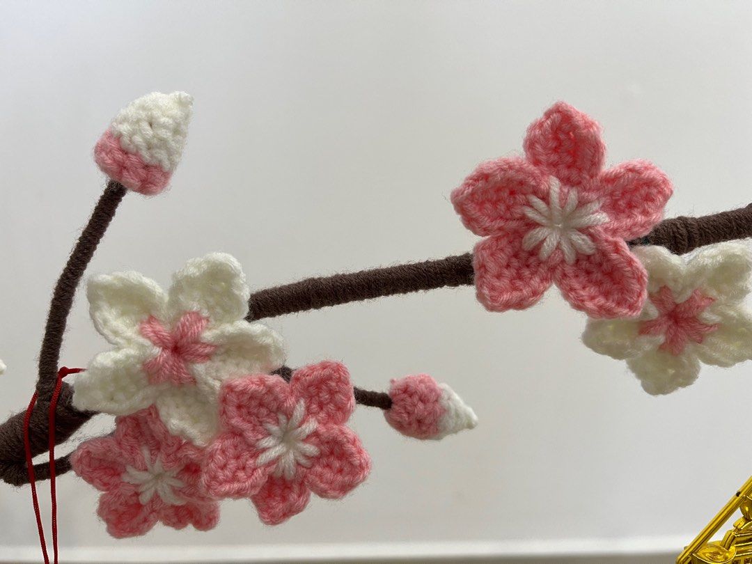 Crochet Cherry Blossom flower, Furniture & Home Living, Home Decor ...
