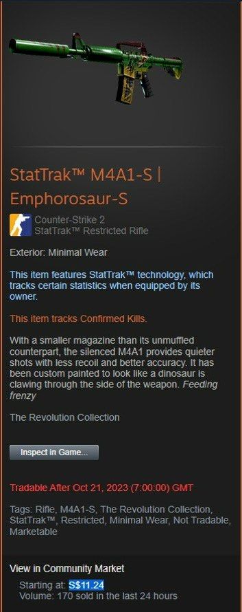 CSGO CS2 M4A1-S | Emphorosaur-S ST MW [BUFF PRICE], Hobbies & Toys ...