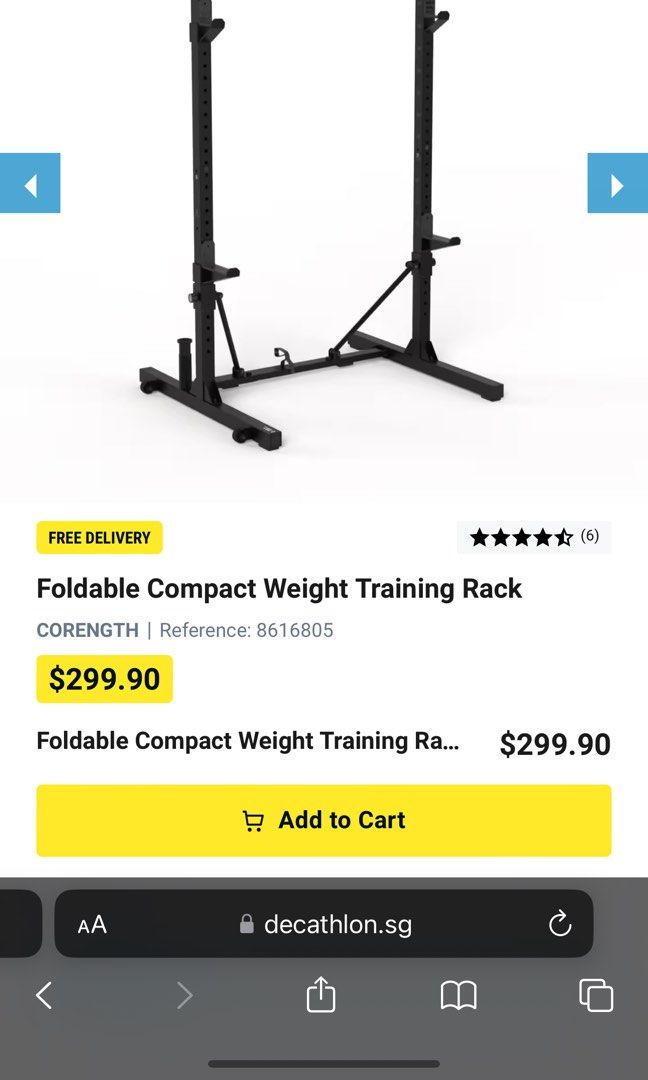 Decathlon Foldable Compact Weight Training Rack, Sports Equipment ...