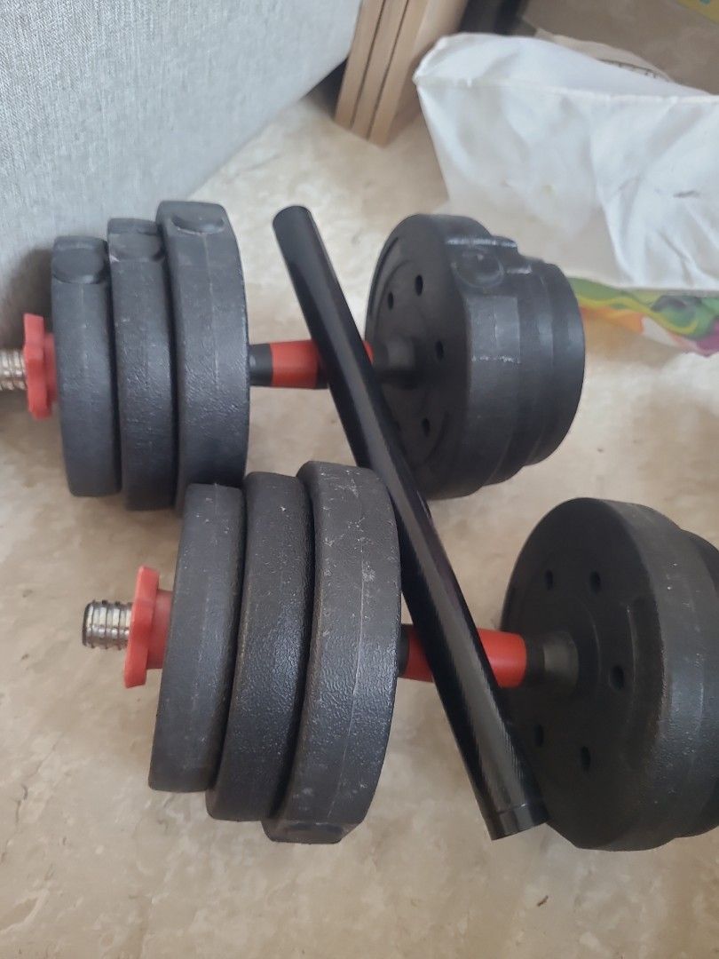 Dumb bell weight with rod, Sports Equipment, Exercise & Fitness ...