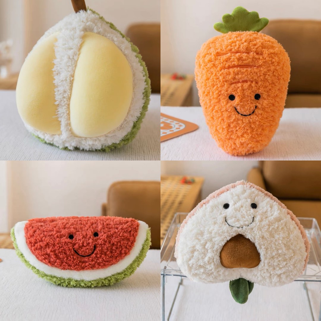 Fruit Plushe Cute Banana Avocado Durian Mango Stuffed Toy Huggable Soft ...