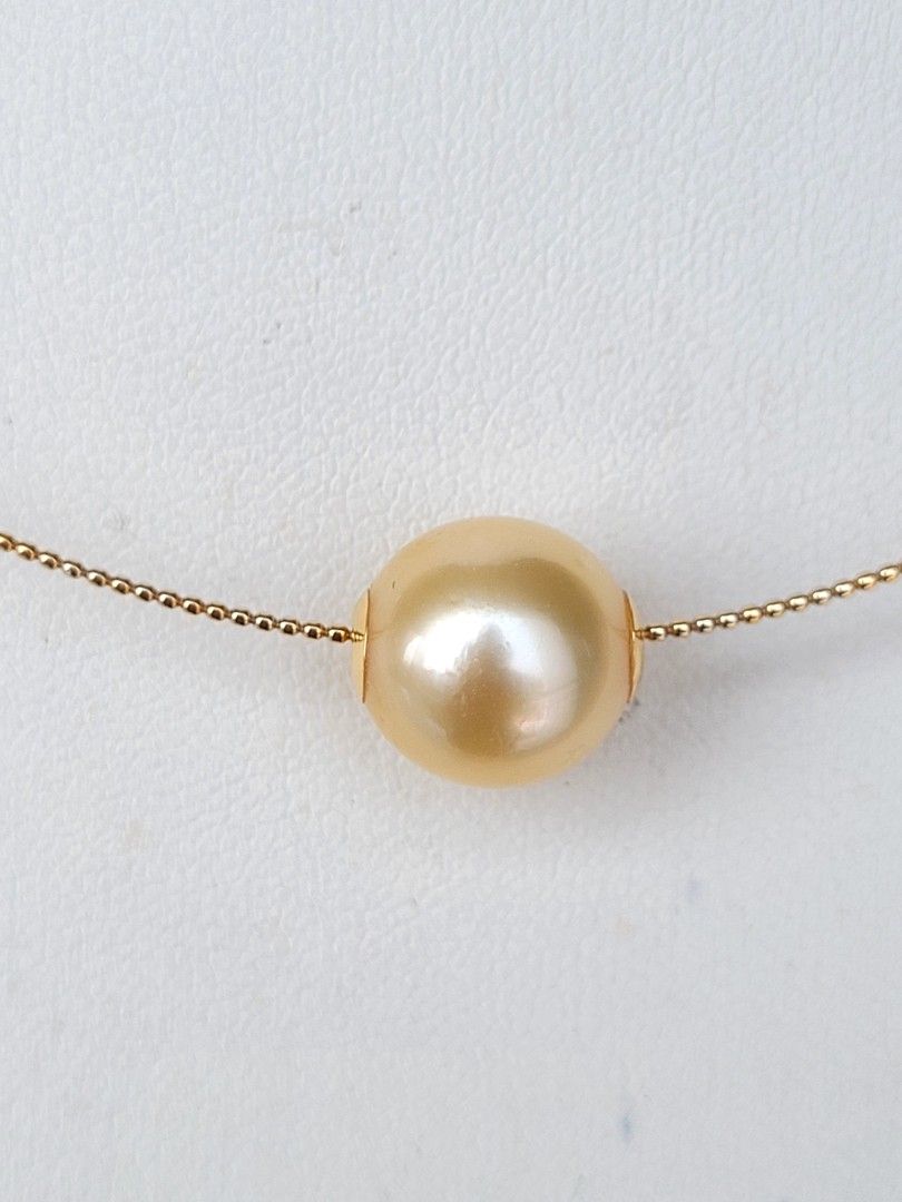 Genuine South Sea Gold Pearl 18K Gold Patches Tunnel Floating Pendant ...