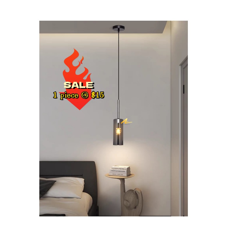 Glass Pendant Light Bedside Island Dining Lighting Lamp, Furniture & Home Living, Lighting ...