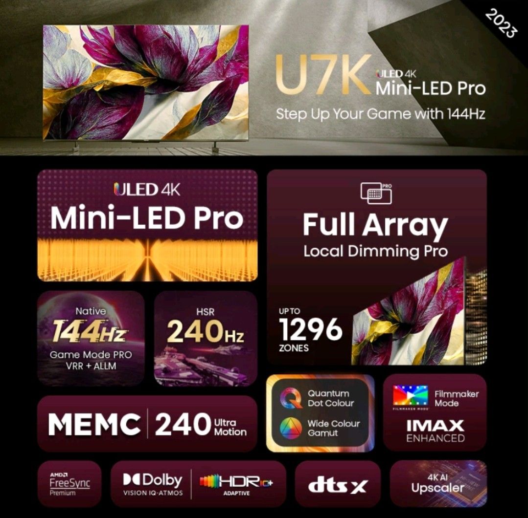 Hisense U7K ULED Mini LED Pro Smart TV 100 inch, TV & Home Appliances, TV & Entertainment, TV on ...