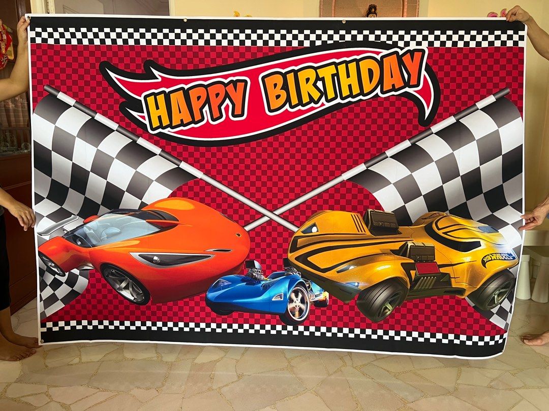 Hotwheels Birthday Backdrop/Banner, Hobbies & Toys, Stationery & Craft ...