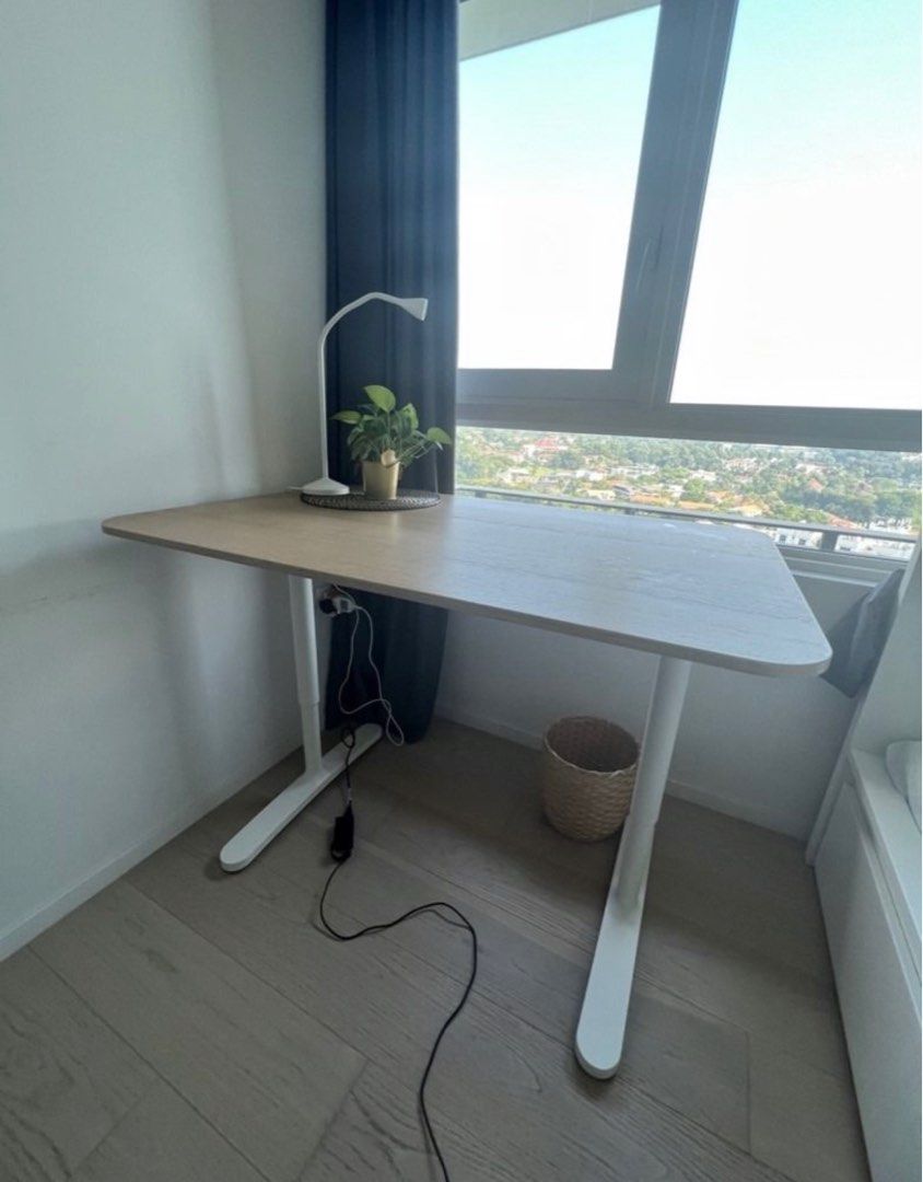 IKEA Bekant (White and Veneer Oak), Furniture & Home Living, Furniture ...