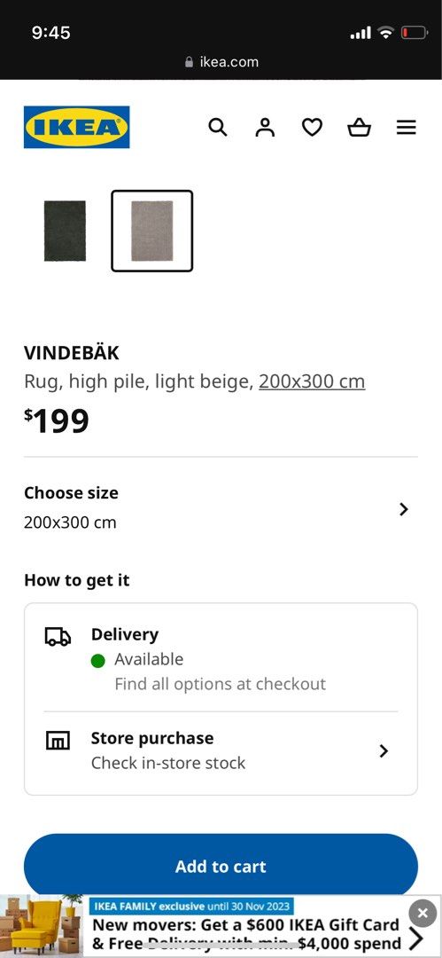 Ikea Vindebak carpet 200cmx300cm, Furniture & Home Living, Home Decor ...