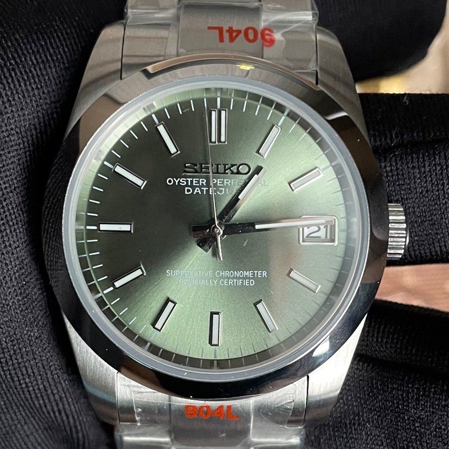 [Instock] Seiko Mod Datejust Oyster Perpetual Olive Green 36mm, Men's ...