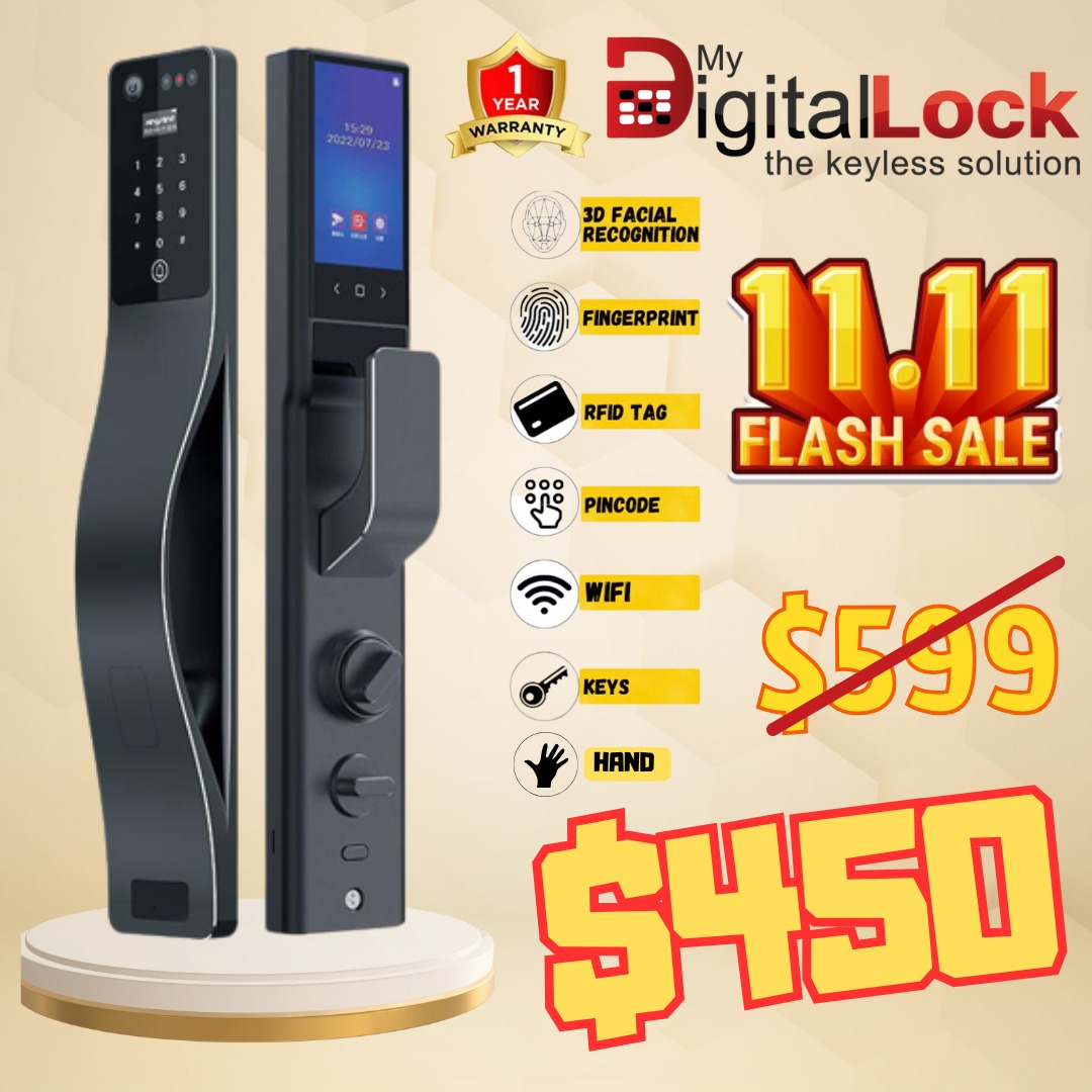 KINGSEND [CHINA] DOOR DIGITAL LOCK (Face & Plam) [For HDB /BTO/CONDO ...