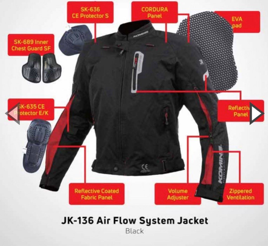 Komine JK136 Air Flow System Mesh Motorcycle Riding Jacket, Men's ...