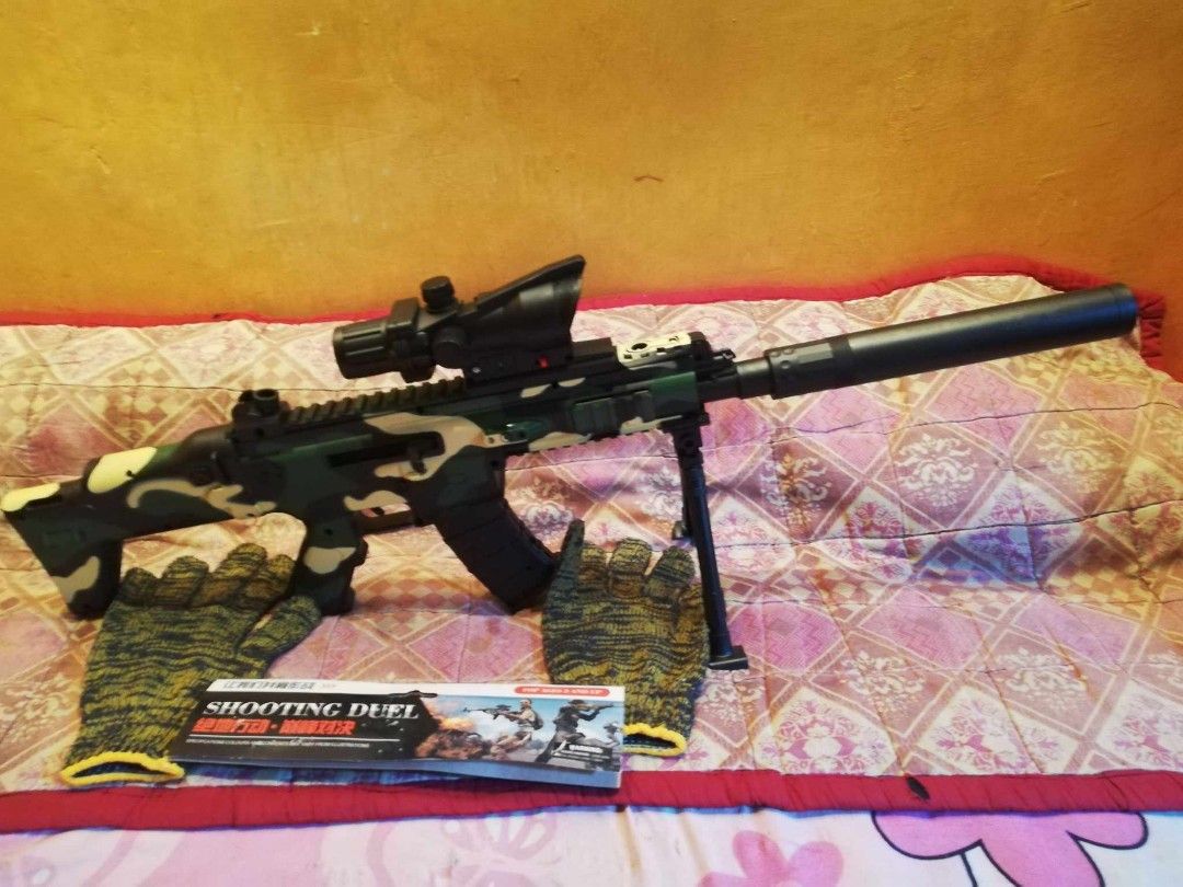 LONG DISTANCE PLASTIC RIFLE BLASTER TOYS WITH GLOVES, Hobbies & Toys ...