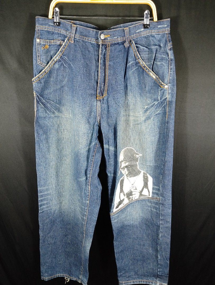 Makaveli 2pac Jeans, Men's Fashion, Bottoms, Jeans on Carousell