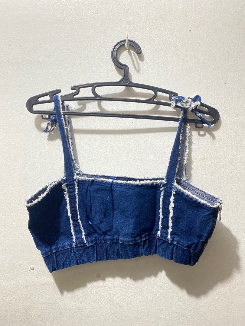 Maong Crop top, Women's Fashion, Tops, Sleeveless on Carousell