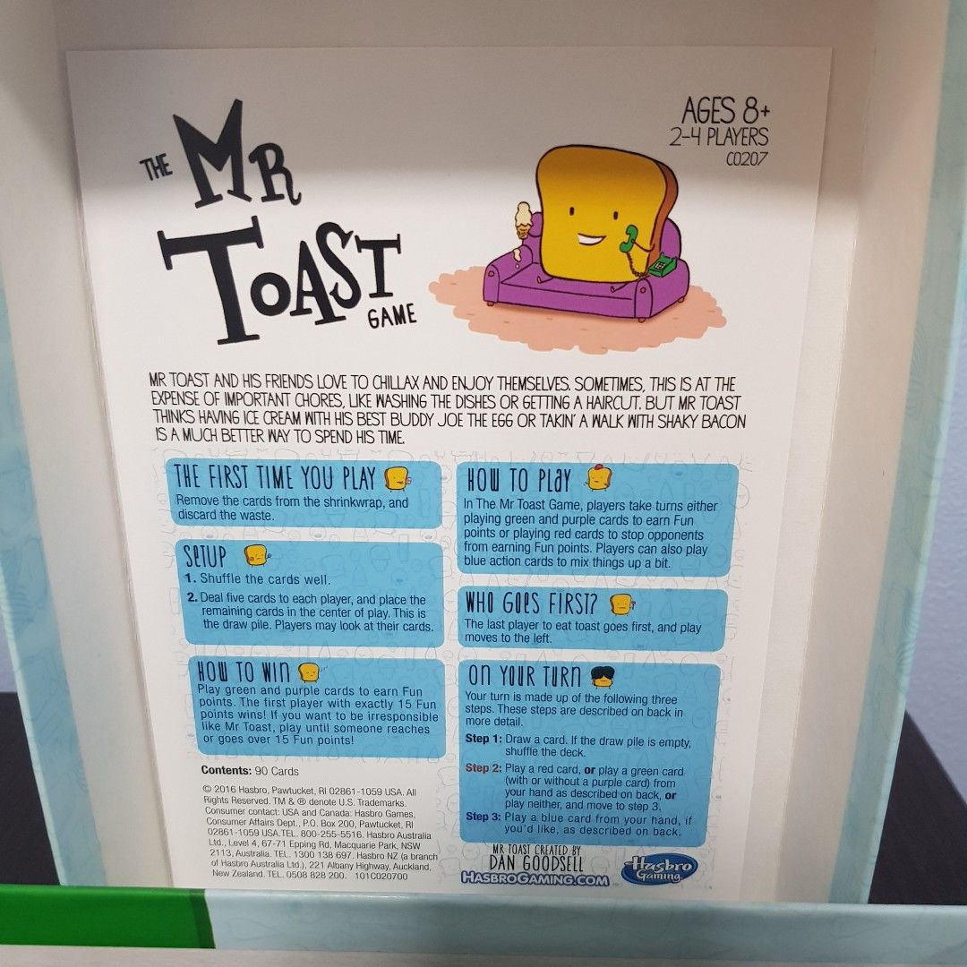 Mr Toast Card Game | 2 to 4 players | Age 8 and up | Hasbro, Hobbies ...