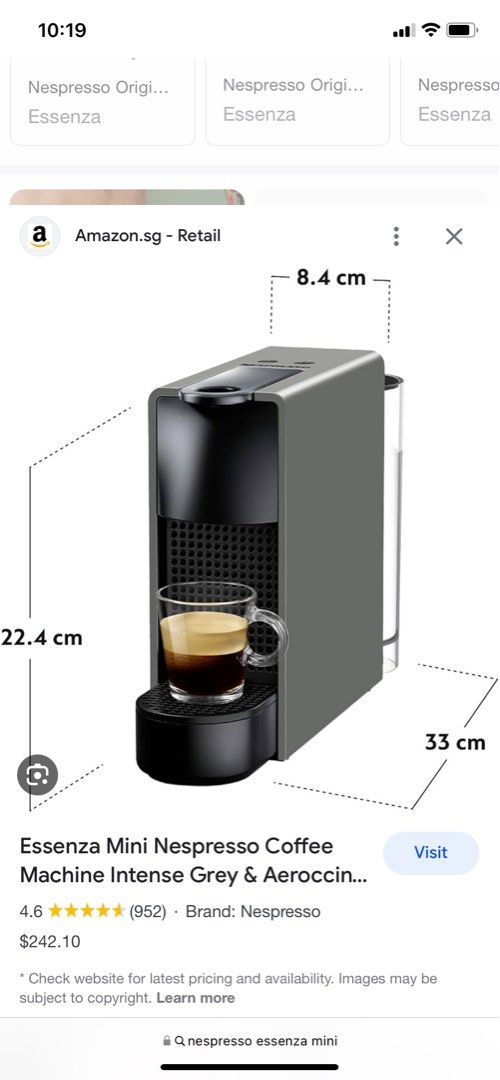 Nespresso Essenza Mini (Grey), TV & Home Appliances, Kitchen Appliances ...