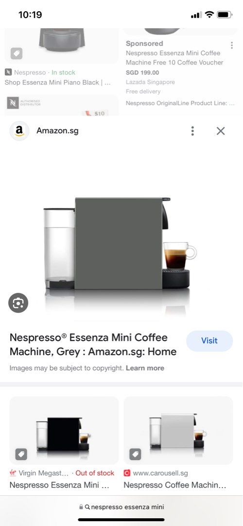 Nespresso Essenza Mini (Grey), TV & Home Appliances, Kitchen Appliances ...