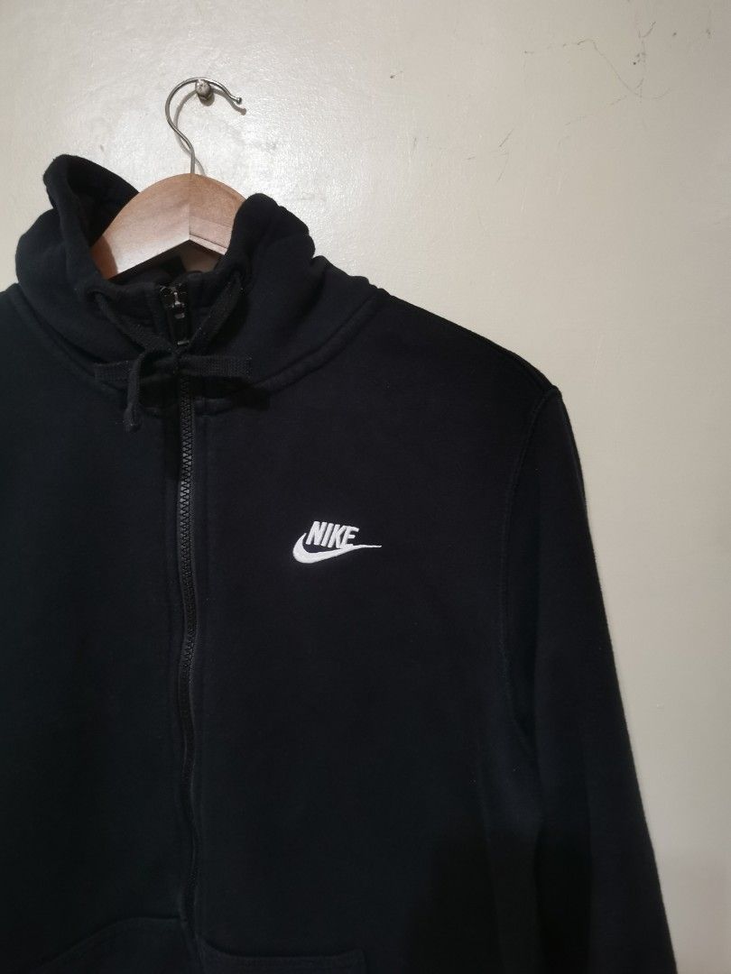 Nike Side Logo Embroid Full Zip Hoodie Jacket Black, Men's Fashion ...