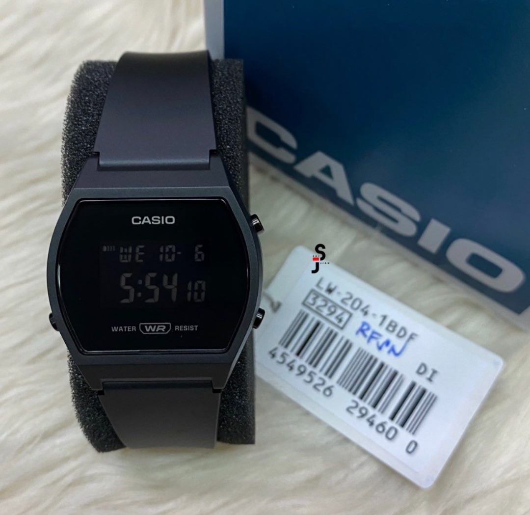 Original Casio Black Digital Resin Strap Watch For Women LW-204-1BDF ...