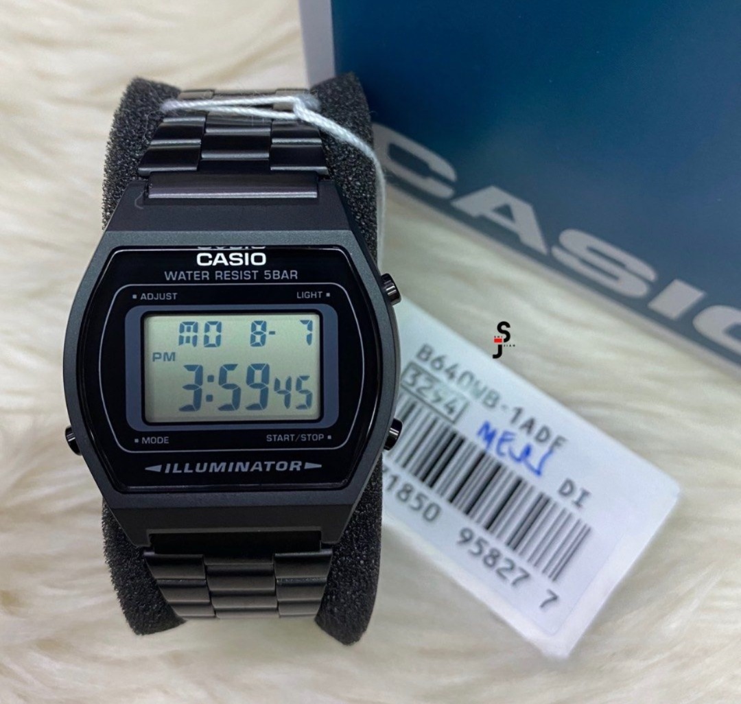Original Casio Black Digital Stainless Steel Strap Watch B640WB-1ADF ...