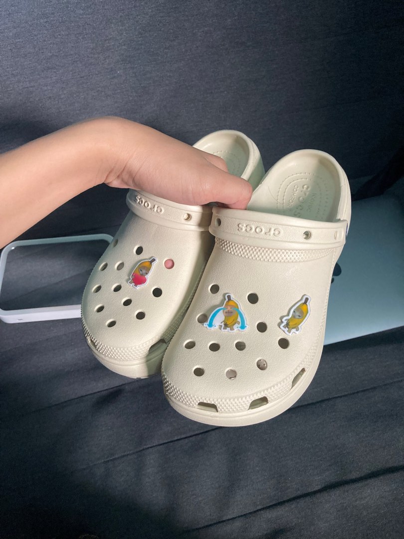 Original Crocs Classic Platform Clog in Bone, Women's Fashion, Footwear ...