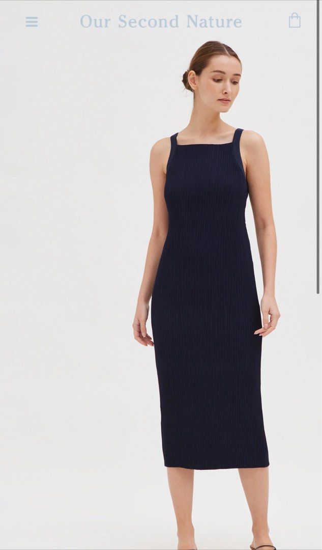 Our Second Nature OSN pleated column midi dress, Women's Fashion ...