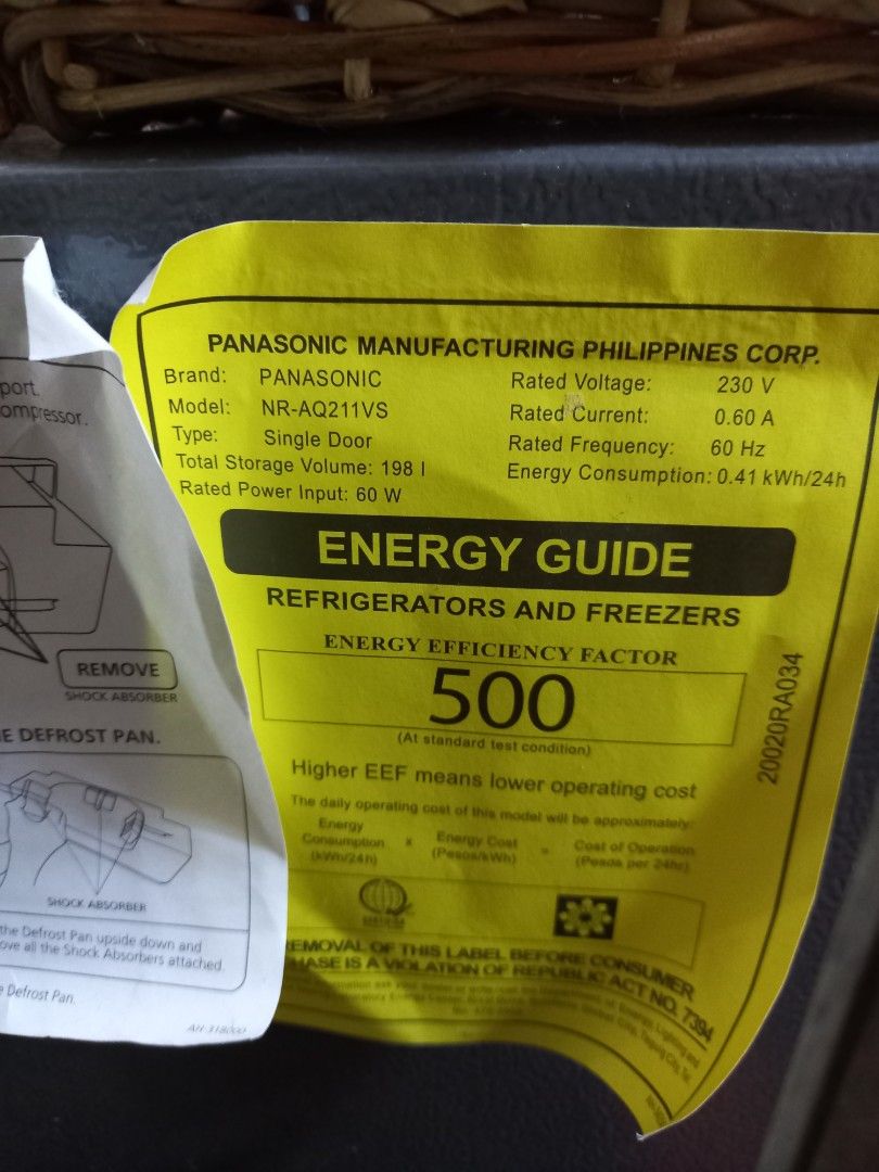 Panasonic inverter ref, TV & Home Appliances, Kitchen Appliances ...