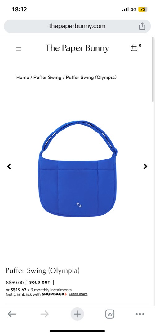 Paper Bunny Puffer Swing ( Olympia), Women's Fashion, Bags & Wallets ...