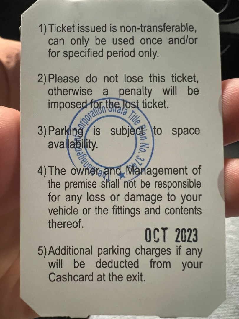 Parking Ticket - One Shenton - October 2023, Tickets & Vouchers, Local ...