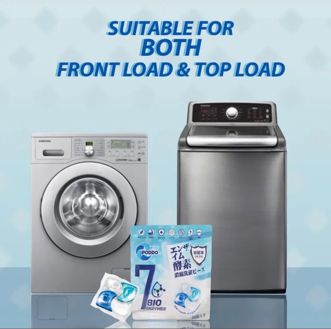 Poddo Extra Power 7 Active Functions Bio Enzyme Laundry Capsules Pack 38 Pods Kyoho Grape, TV ...