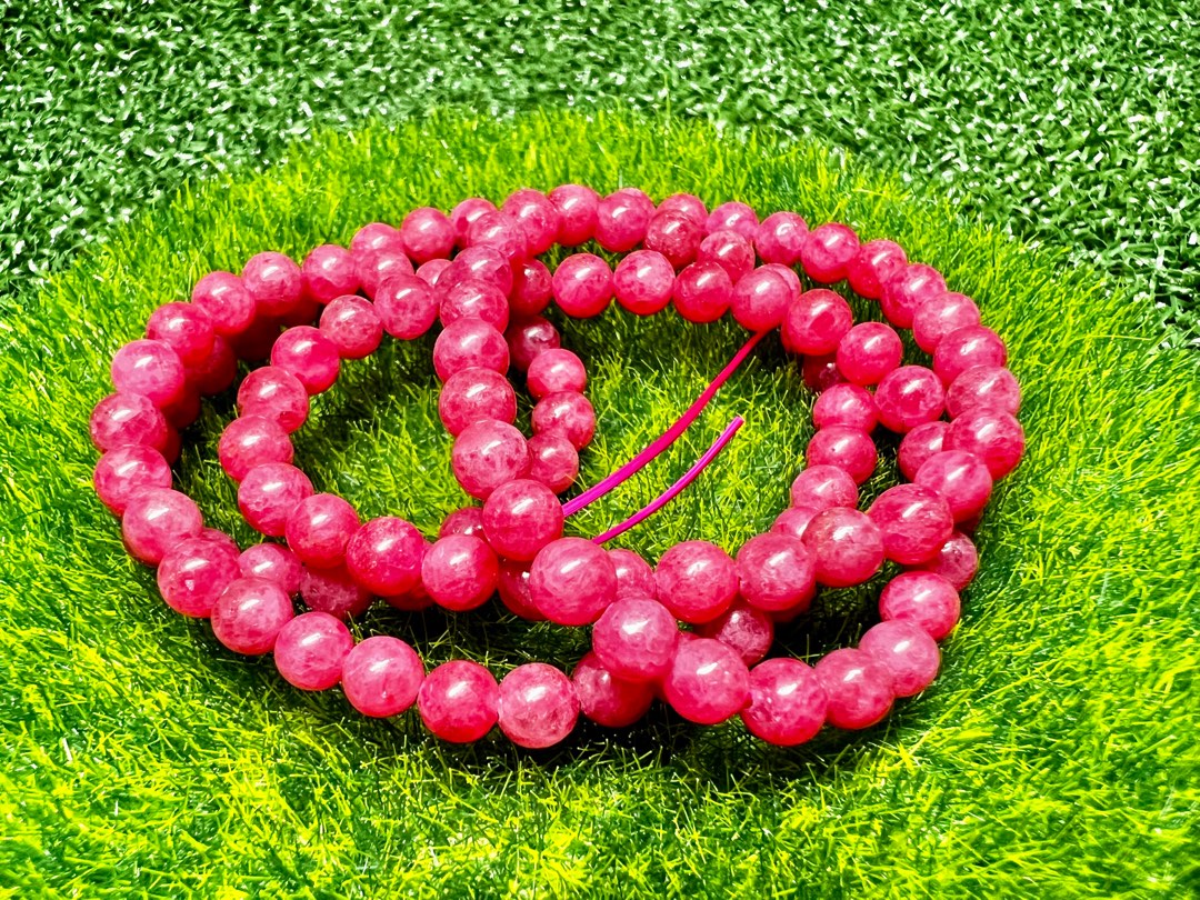 Premium cherry blossom Rhodonite 3-Round 6.28mm (蔷薇樱花雨）, Hobbies & Toys, Memorabilia ...