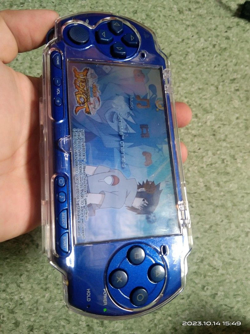 Psp slim v2 ( metallic blue ) sasuke ed., Video Gaming, Video Game ...