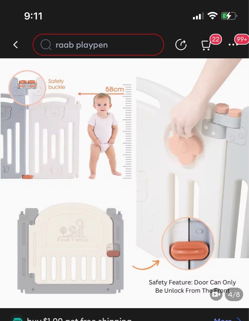 Raab playpen baby gate, Babies & Kids, Infant Playtime on Carousell