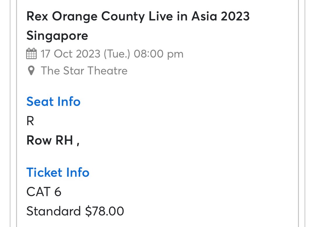 Rex Orange County, Tickets & Vouchers, Event Tickets on Carousell