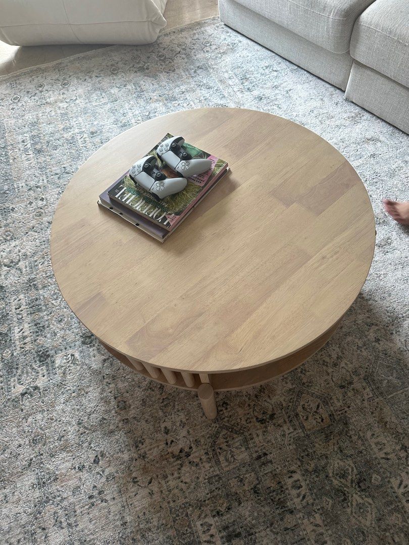 Round Scandinavian wooden coffee table, Furniture & Home Living ...