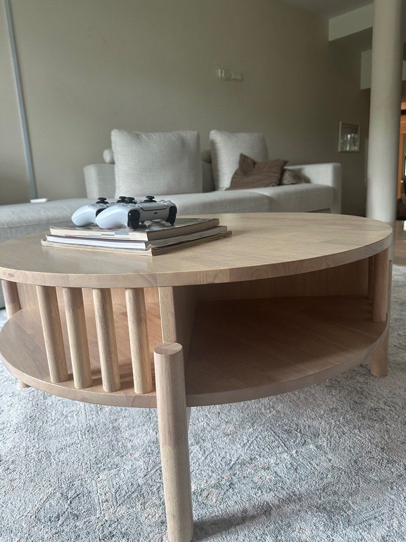 Round Scandinavian wooden coffee table, Furniture & Home Living ...