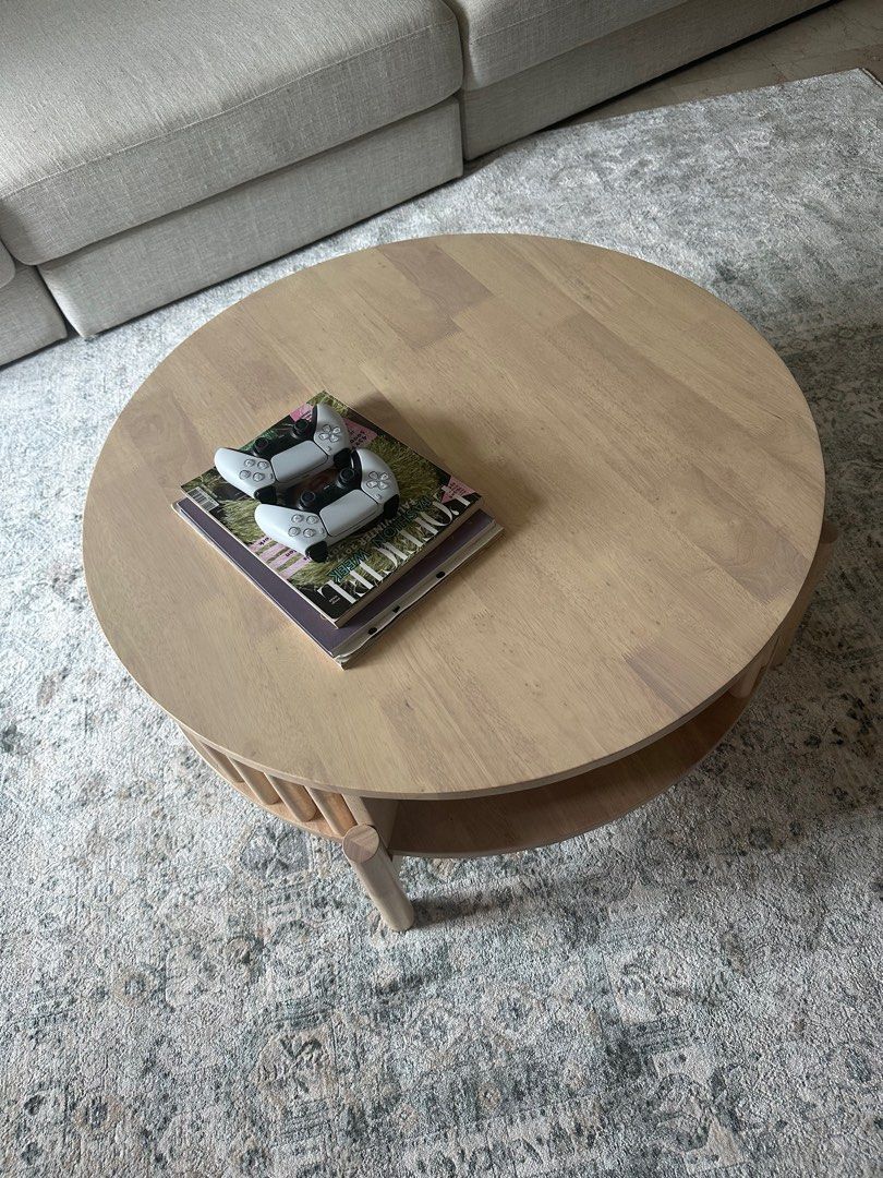 Round Scandinavian wooden coffee table, Furniture & Home Living ...