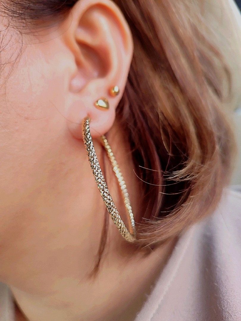 Saudi Gold Loop Earring 18k 4.5g, Women's Fashion, Jewelry & Organizers ...