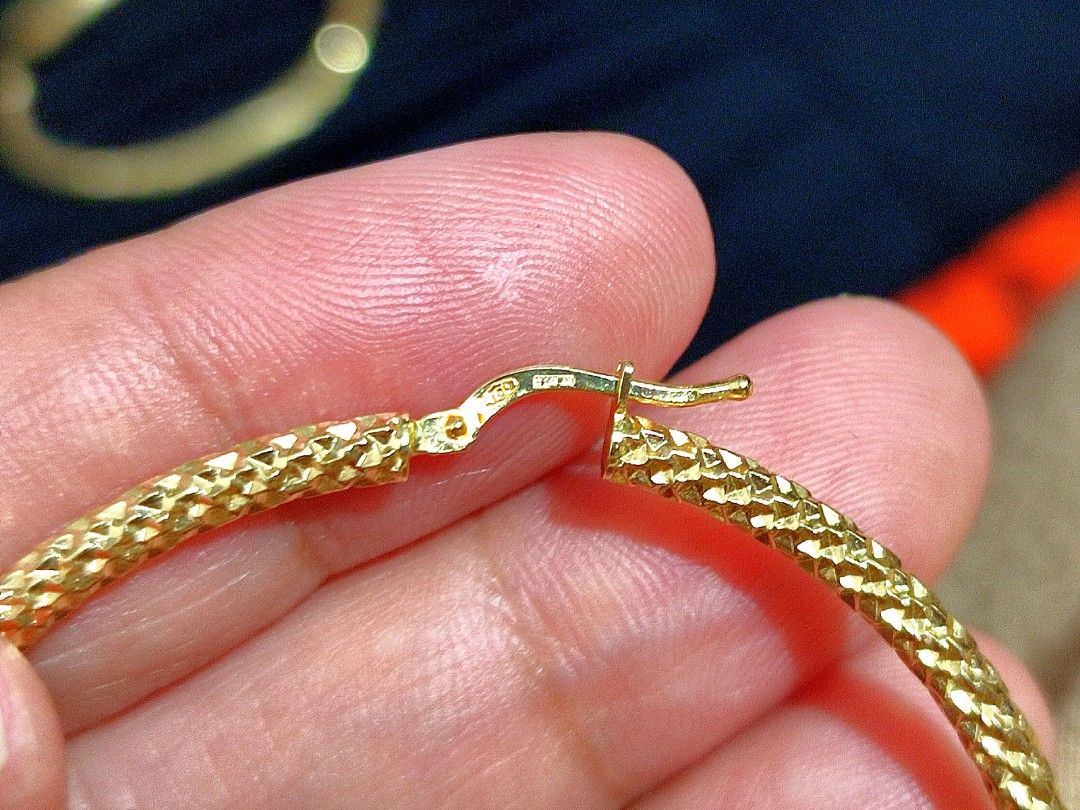 Saudi Gold Loop Earring 18k 4.5g, Women's Fashion, Jewelry & Organizers ...