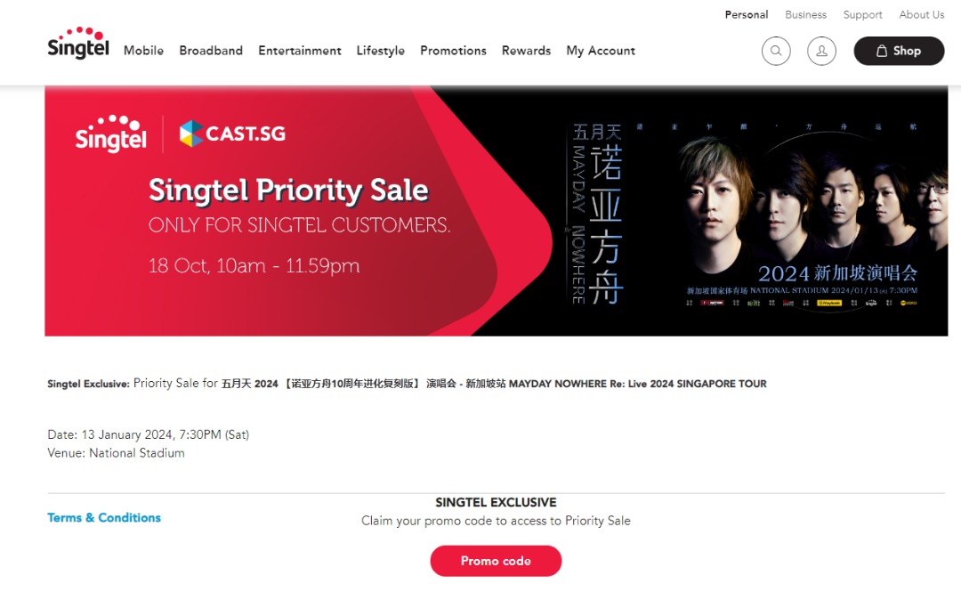 Singtel Mayday Promo Cpde, Tickets & Vouchers, Vouchers on Carousell