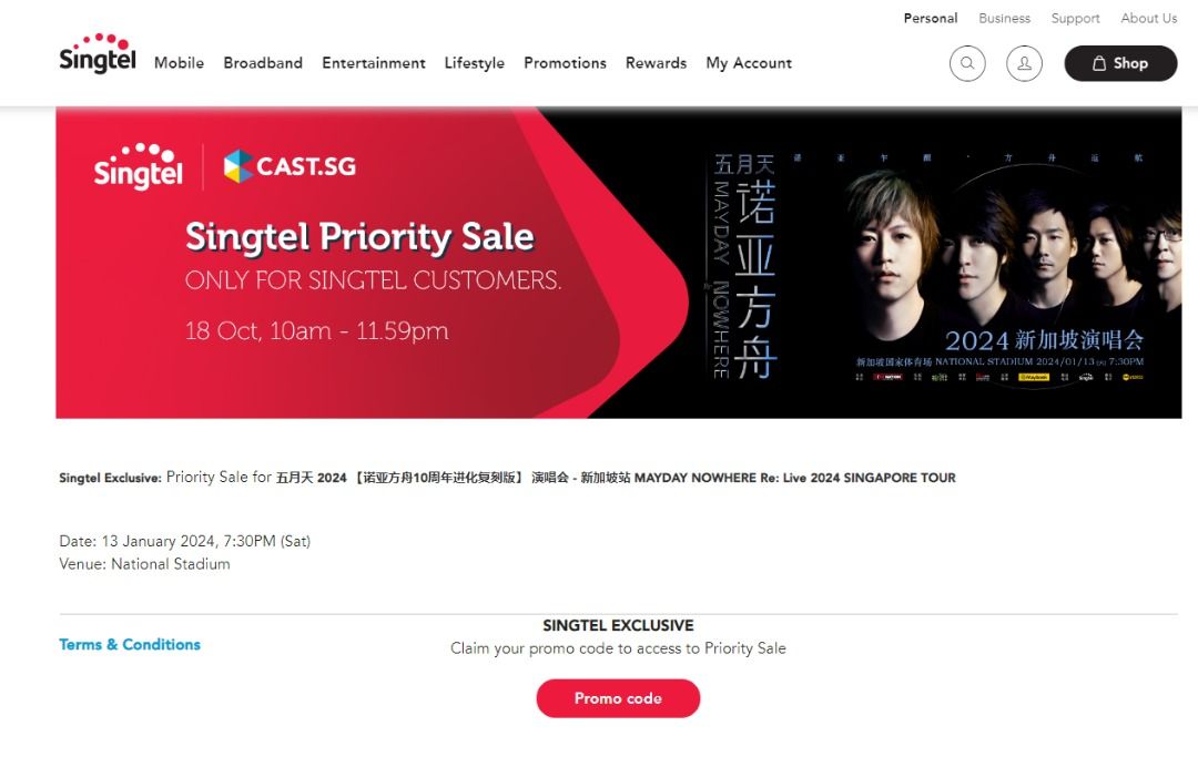Singtel Mayday Promo Cpde, Tickets & Vouchers, Vouchers on Carousell