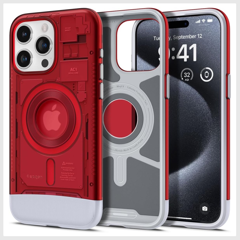Spigen Compatible for iPhone 15 Pro Case Classic C1 Mag Fit - Ruby ...