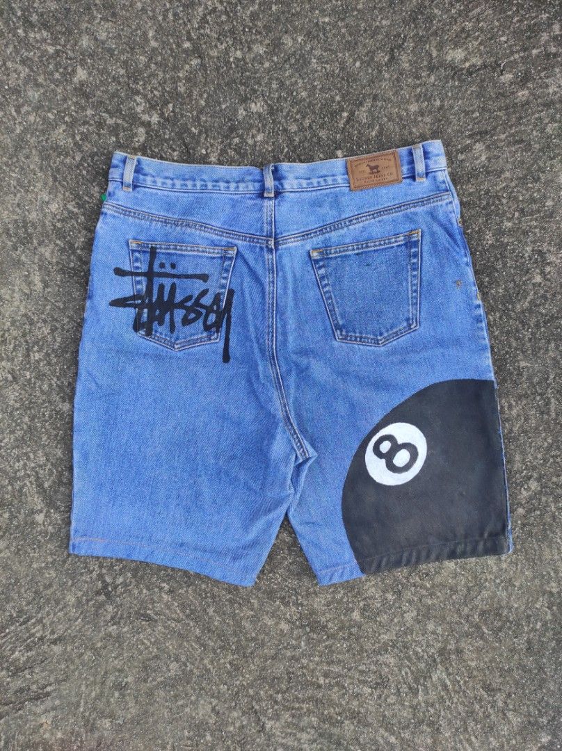 STUSSY HANDPAINTED JORTS, Men's Fashion, Activewear on Carousell