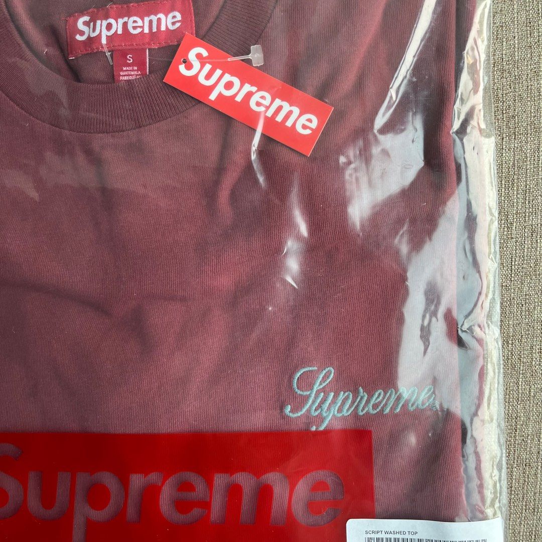 Supreme Washed Script S/S Top, Men's Fashion, Tops & Sets, Tshirts ...