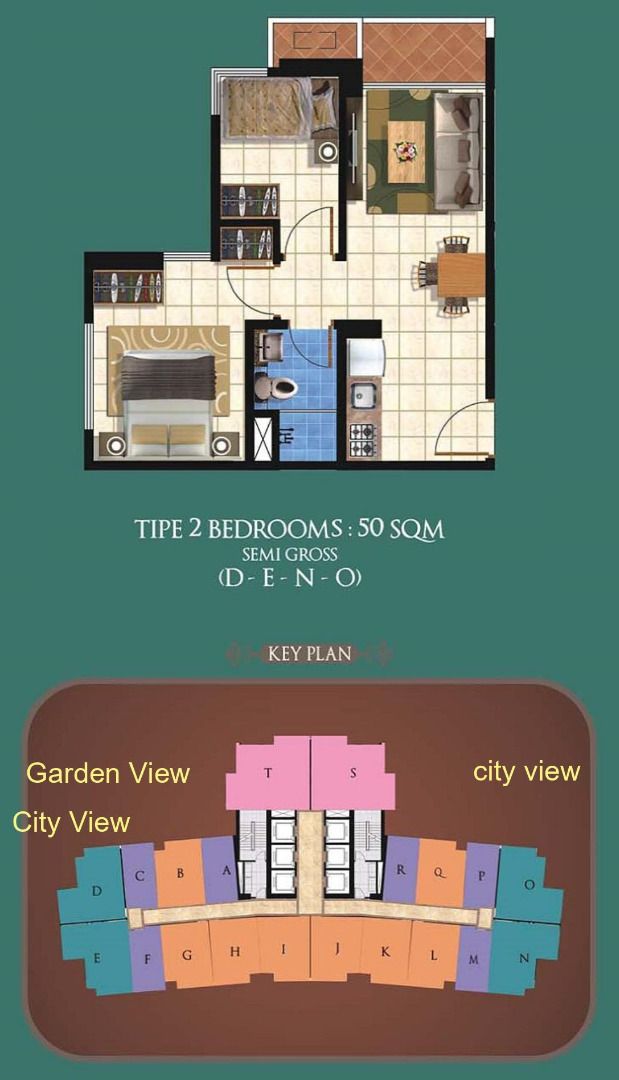 Taman Anggrek Residences 2 Bedroom, Semi Furnished, Middle Floor, Properti, Dijual di Carousell