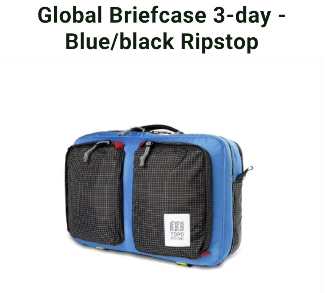 Topo Designs Global 3-Day Briefcase Blue Black Ripstop Backpack, Men's ...